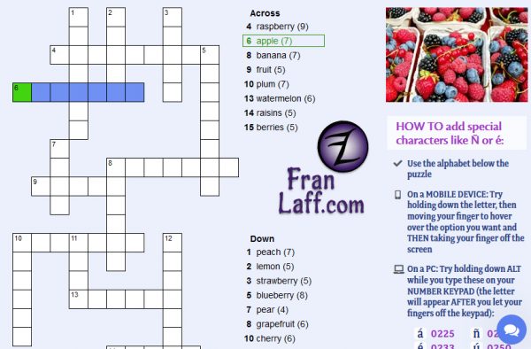 Fruta 1: Fruits in Spanish – FranLaff.com