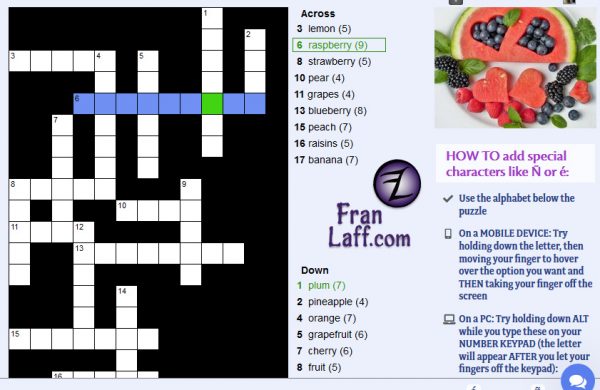 Fruta 2: Fruits in Spanish – FranLaff.com