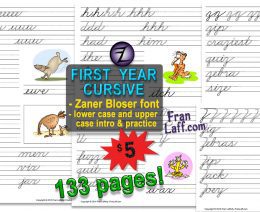 First Year Cursive: Zaner Bloser style font – FranLaff.com