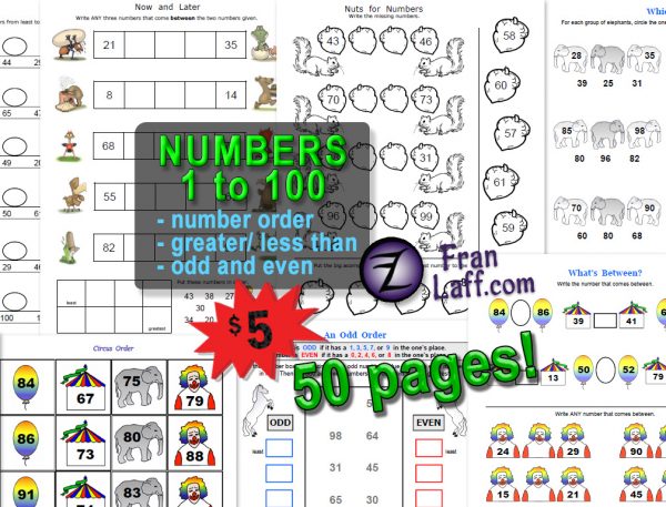 Numbers 1 to 100 Mega Packet – FranLaff.com