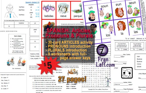 SPANISH: Articles, Pronouns, Plurals – FranLaff.com