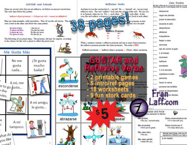 SPANISH Gustar & Reflexive Verbs – FranLaff.com